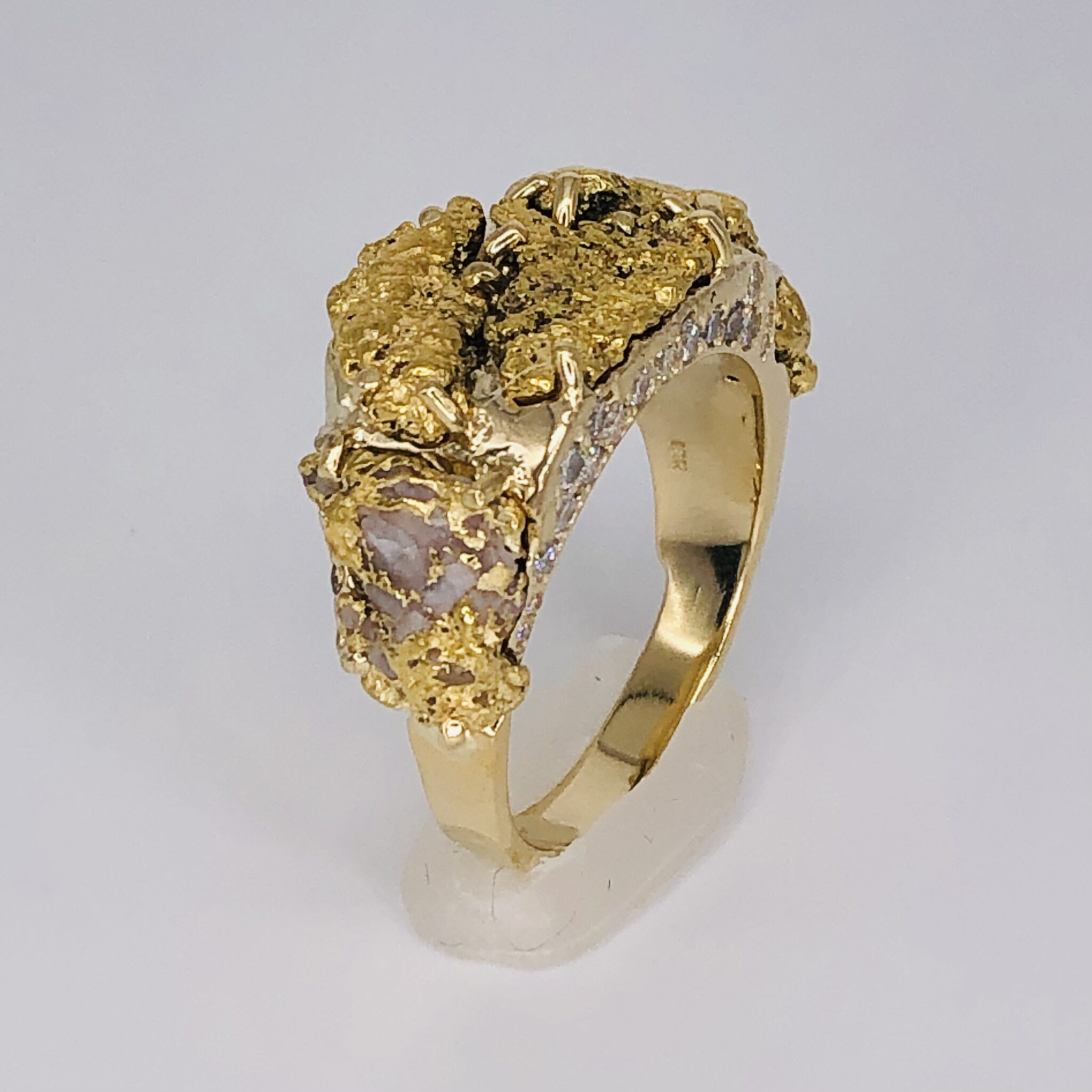 Custom Men's Gold Nugget & Diamond Ring - Jewelers Loupe St George, Utah